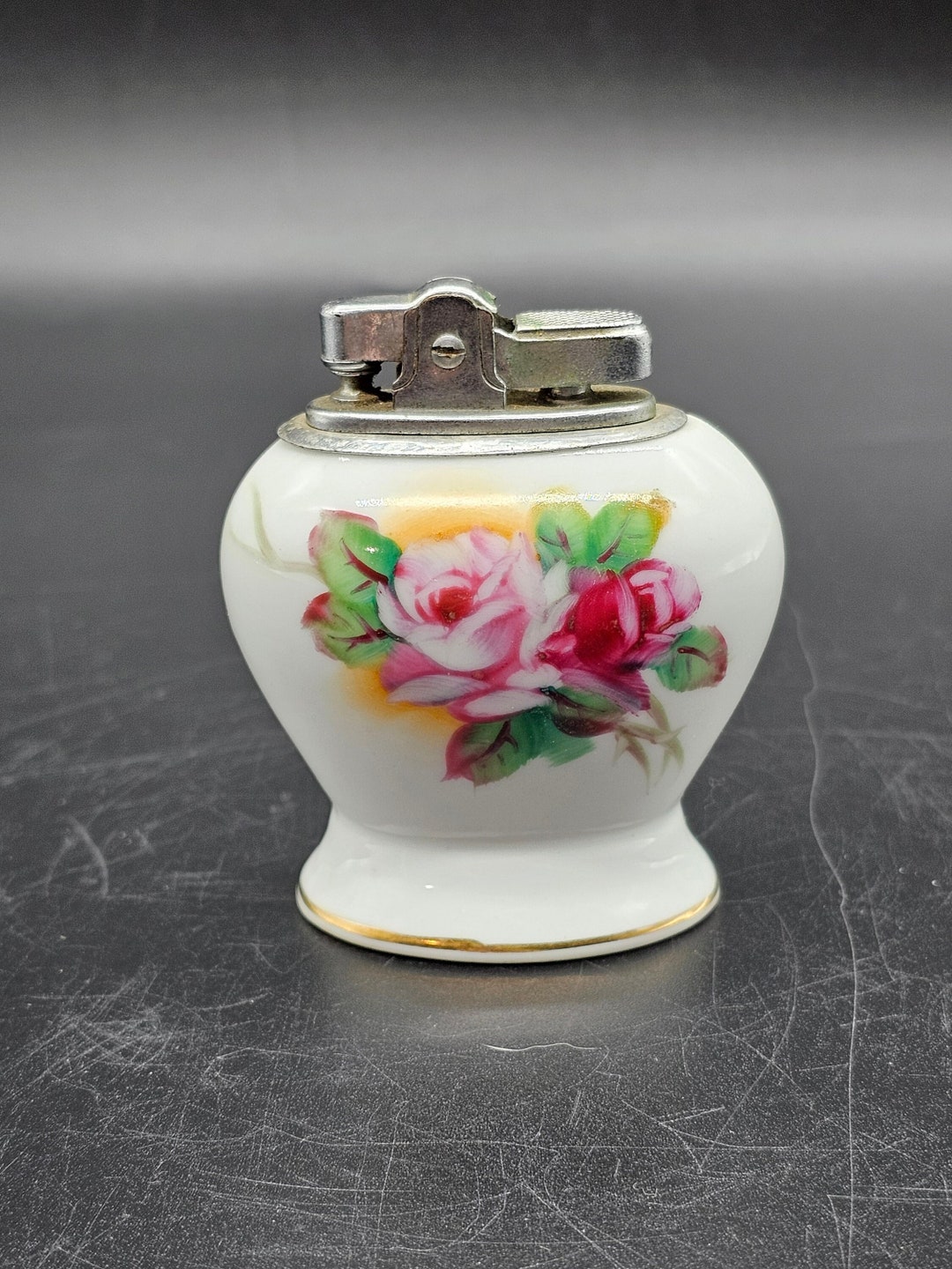 Vintage Table Top Handpainted Porcelain Cigarette Lighter Roses - Etsy