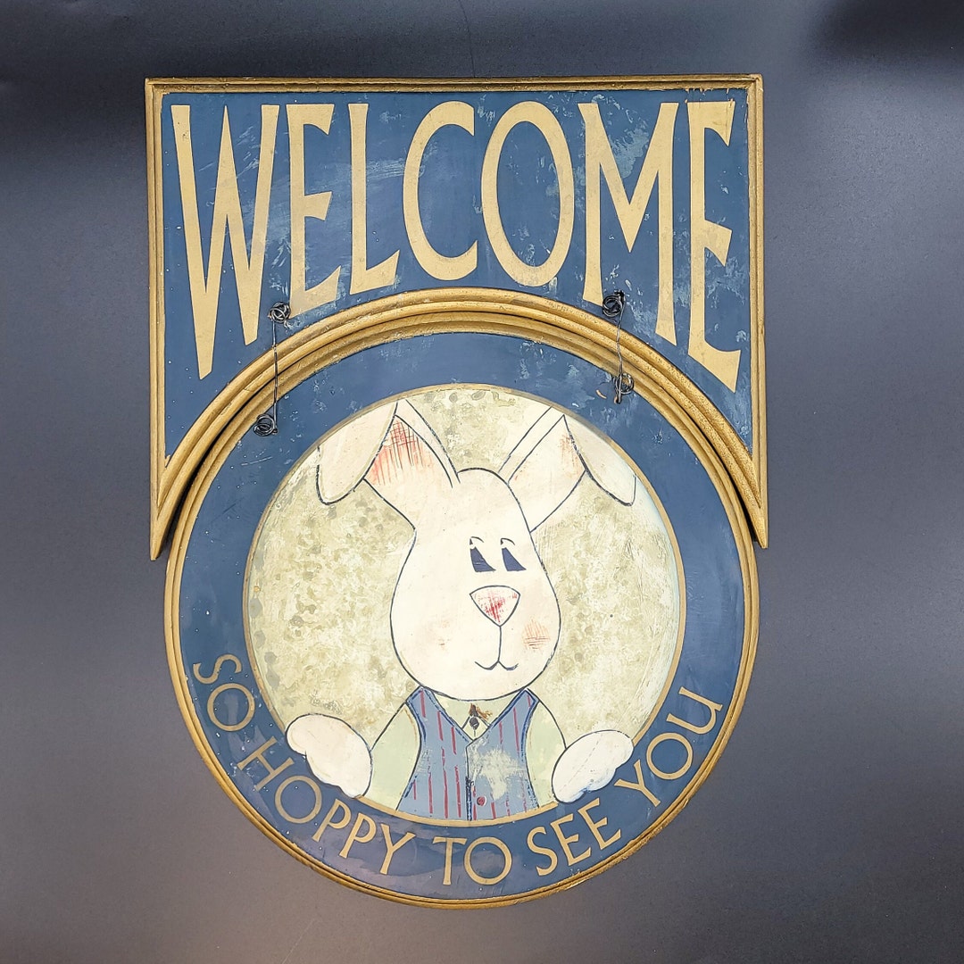 Enesco 1997 Bunch O'bunnies "so Hoppy to See You " Welcome Sign Signed ...