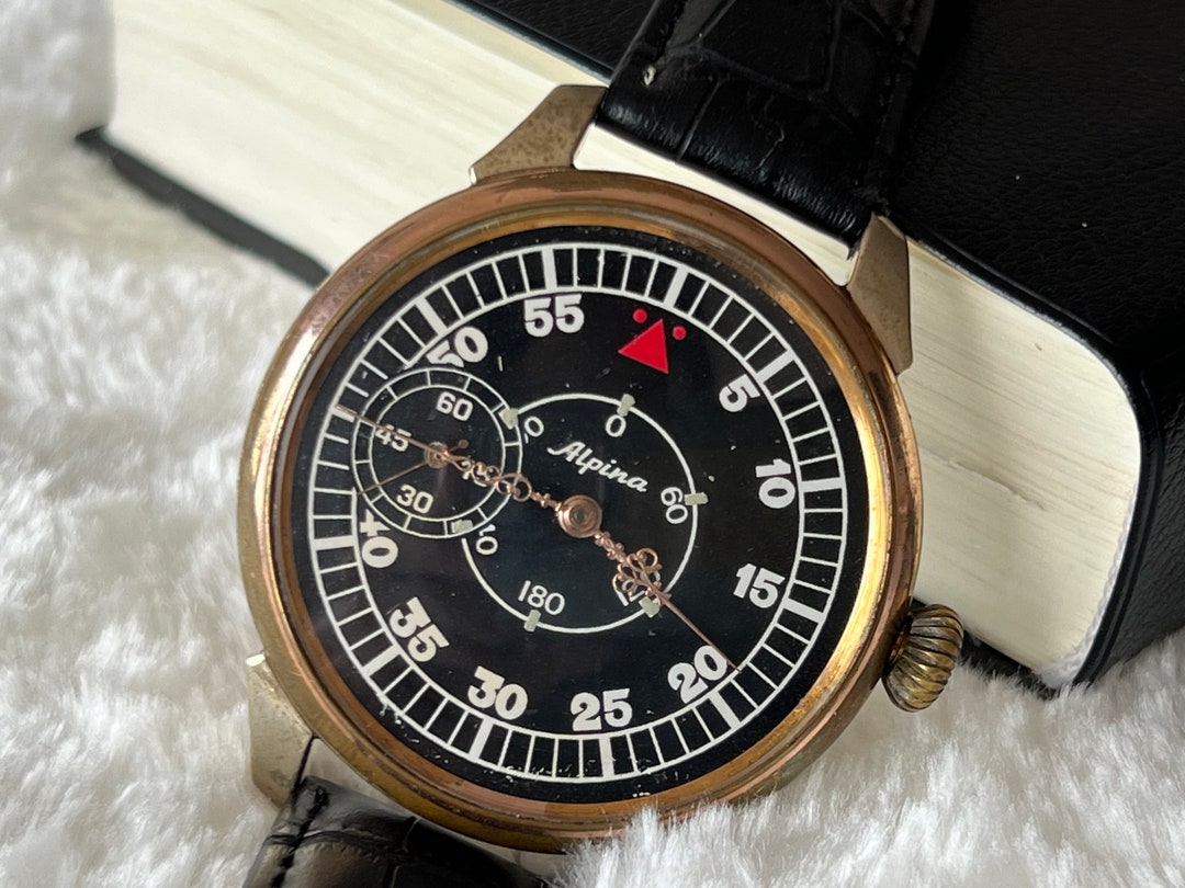 ALPINA Watch, Large Wristwatch for Pilots, Golden Arrows, Mens Antique ...