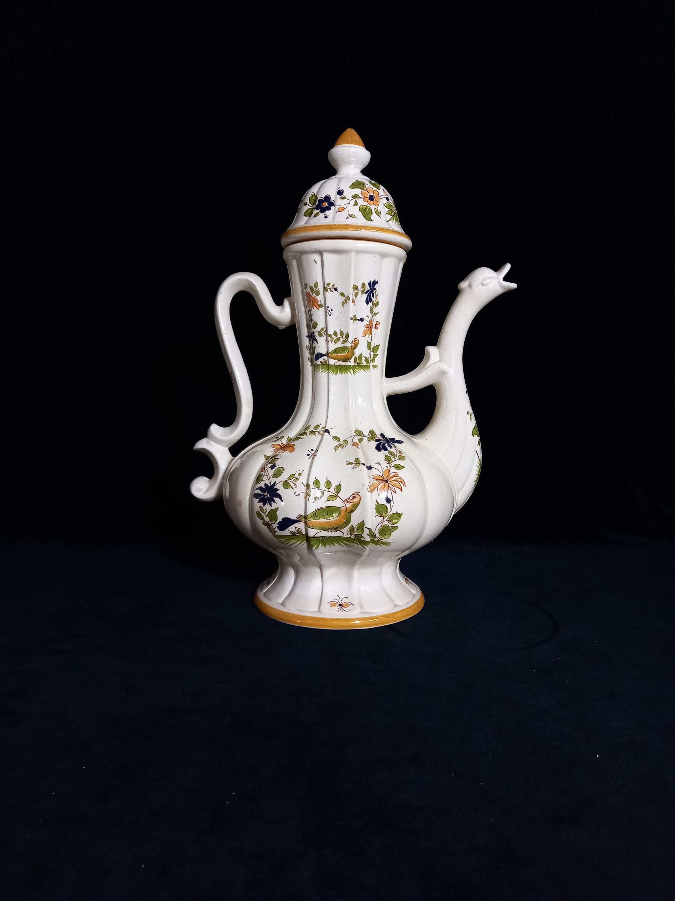 Extra Large Ceramic Ewer With Dragon Spout – ‘décor Vieux Moustier Harp ...