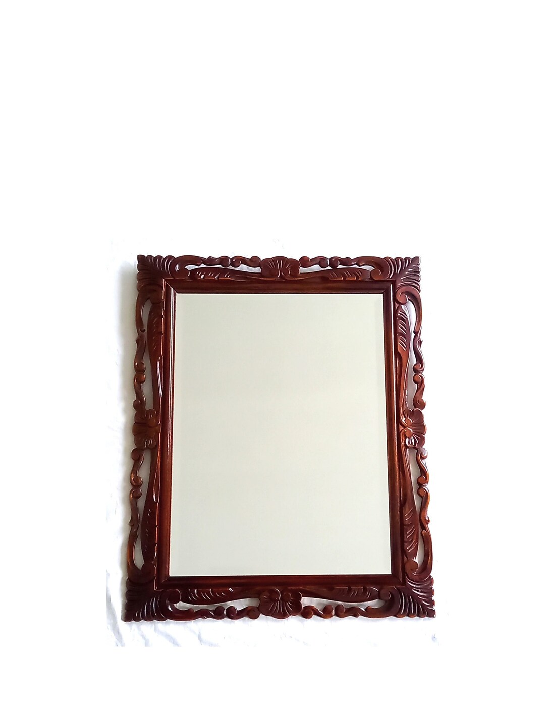 Large Wooden Mirror With Carved Pierced Scrolls and Acanthus Leaves - Etsy