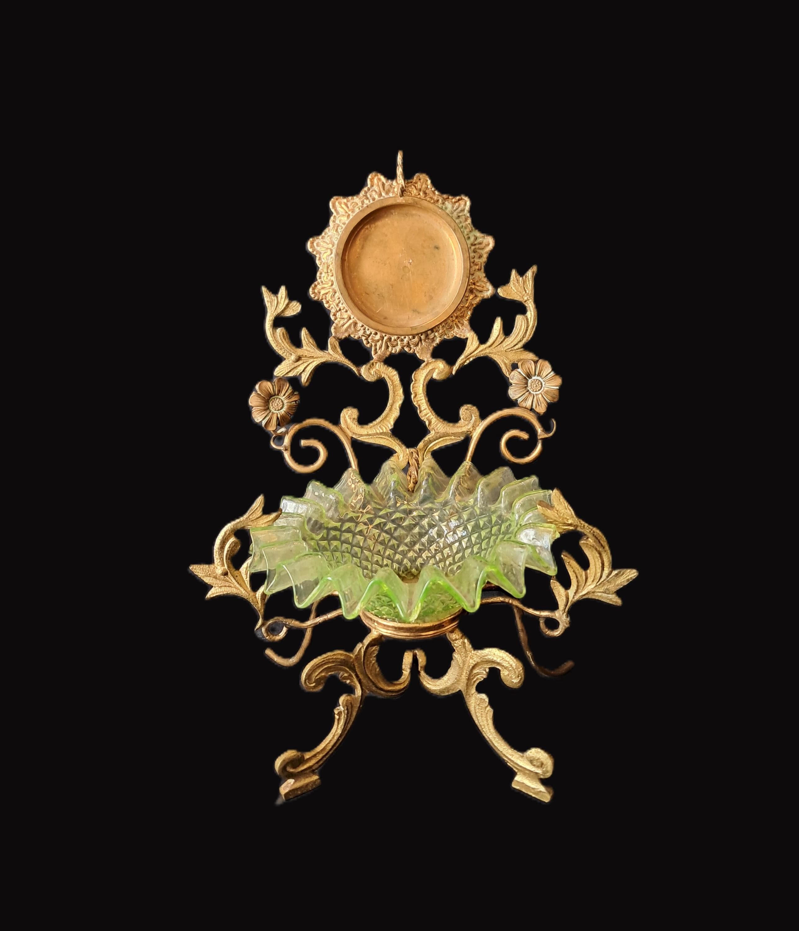 Napoleon III Pocket Watch Stand in Brass and Green (uranium) Glass ...
