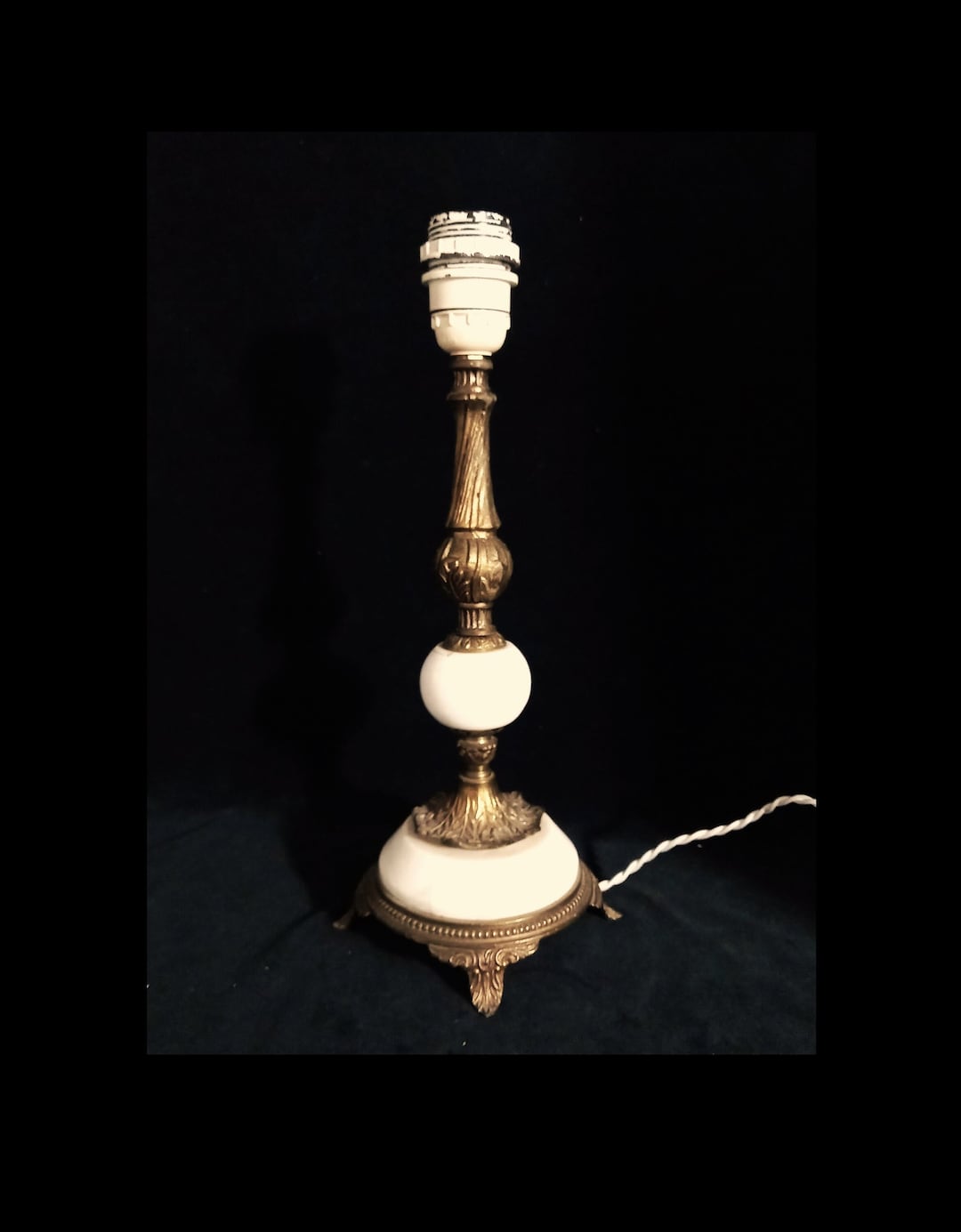 Tall Table Lamp Base in White Marble and Brass - Etsy