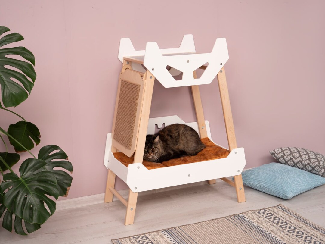 Cat Perch Tower for LARGE Cat Breeds With a Scratching Board Large Cat ...