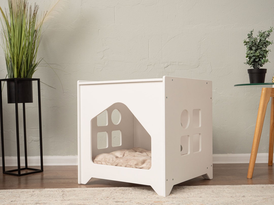 Organic Cat and Dog Cave Nice Rustic Cat Furniture Solid Wood Dog House ...