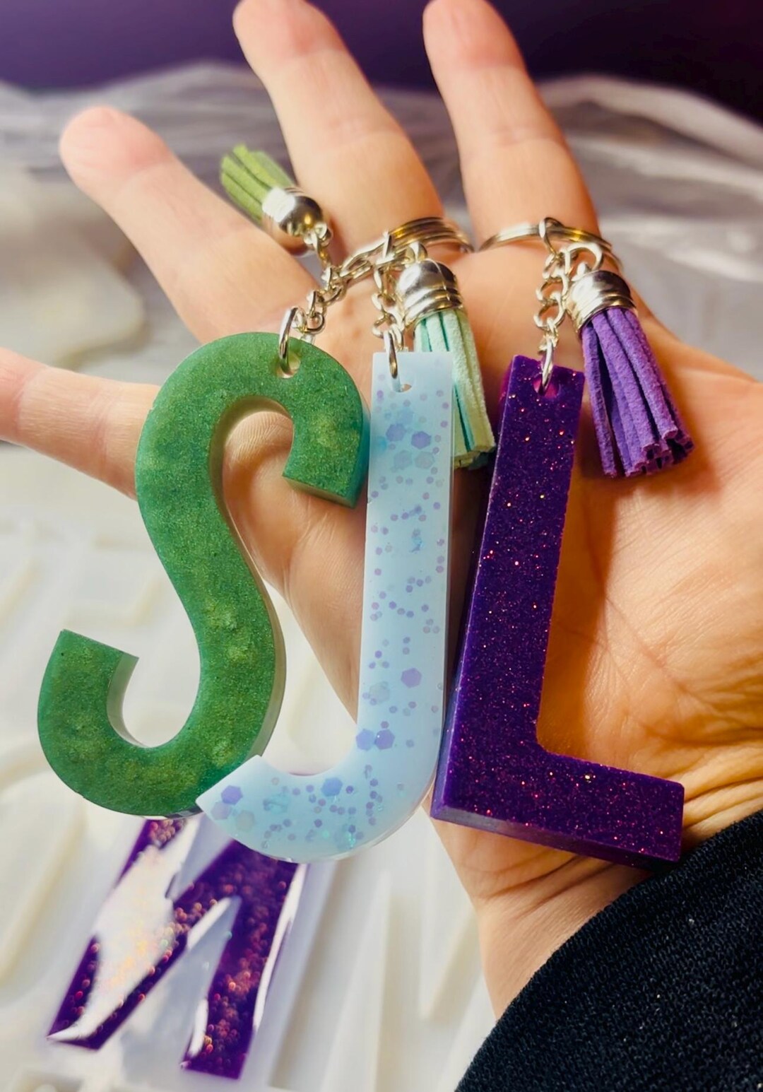 Custom Resin Alphabet Letter Initial Keychain | Personalization ...