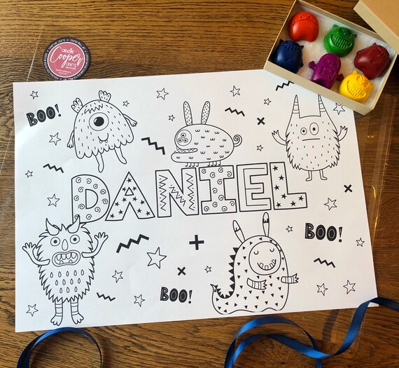 Monsters Personalised Colour Your Own Name Print crayons | Etsy