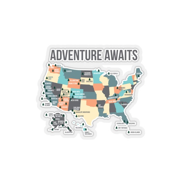 National Parks Map Stickers - Etsy
