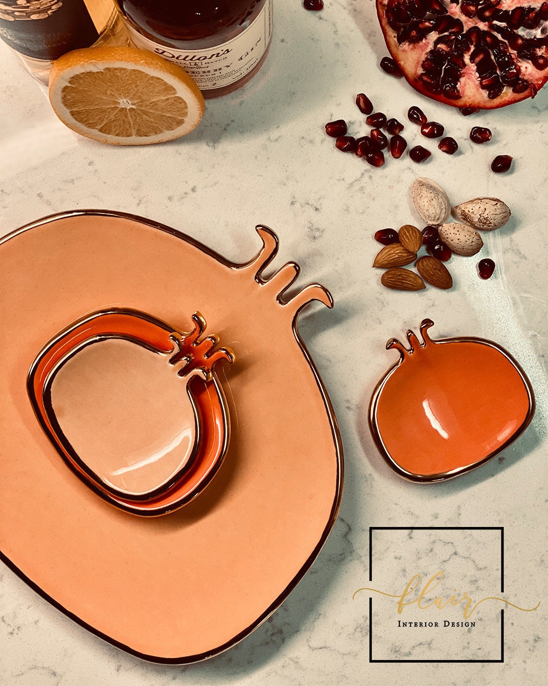 Orange Ceramic Pomegranate Plates - Etsy