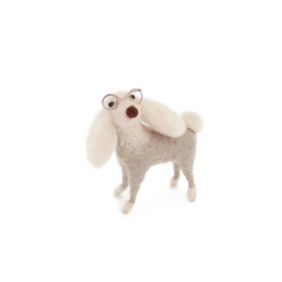 Wool White Dog With Glasses Ornament - Etsy