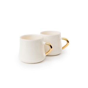 White Ceramic Mug With Gold Handle | Coffee and Tea Mug - Etsy