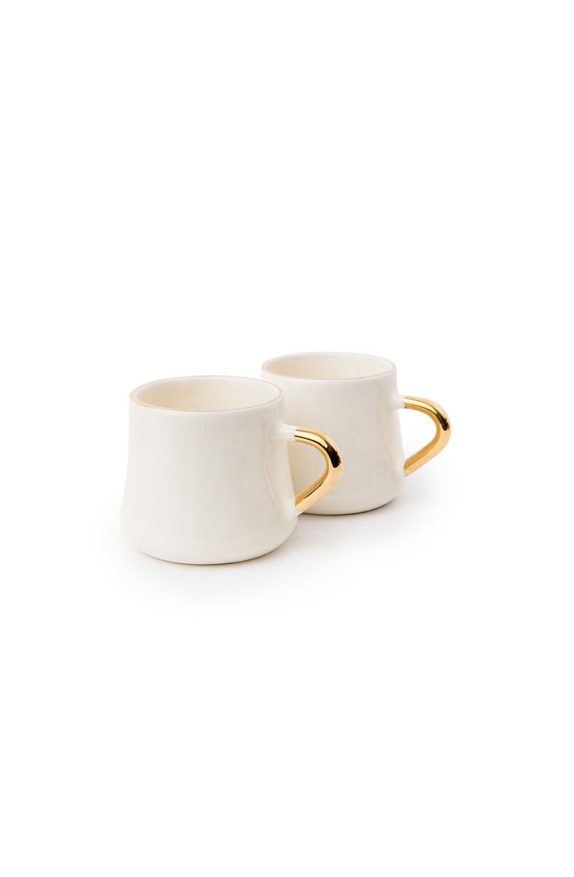 White Ceramic Mug With Gold Handle Coffee and Tea Mug - Etsy UK
