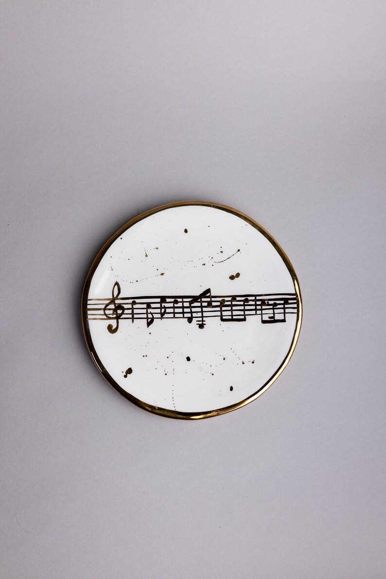 Black White and Gold Music Note Plate 3D Ceramic Musical | Etsy