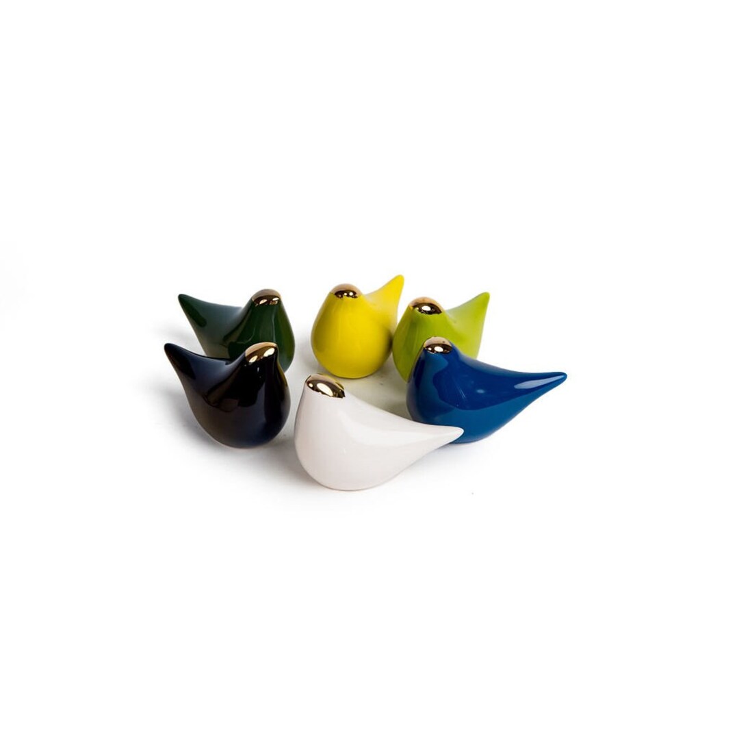 Small Bird Statues Colorful Decorative Ceramic Birds - Etsy