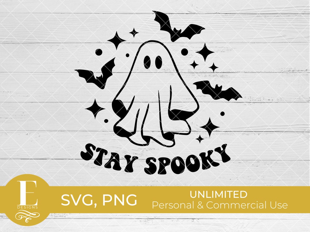 Trendy Retro Stay Spooky Ghost SVG | Cricut Cut File | Instant Download ...