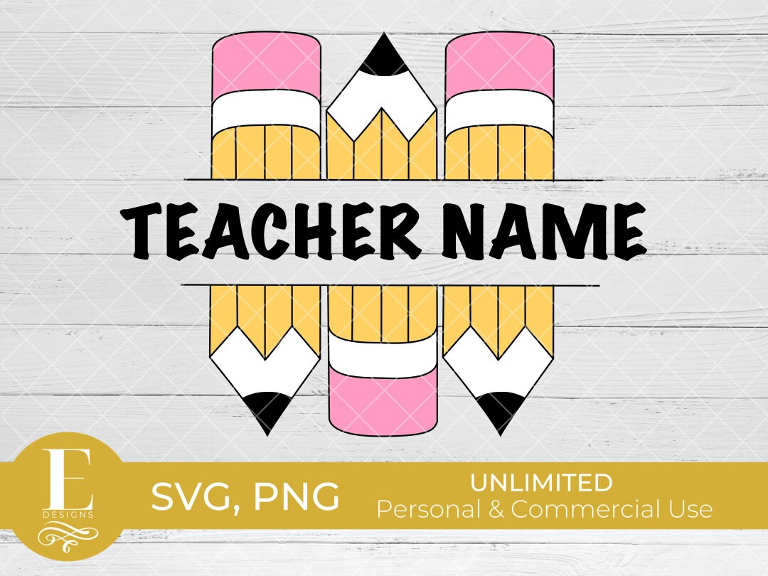 Split Pencil Monogram SVG | Personalized Teacher Design | Cricut Cut ...