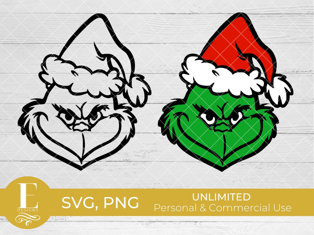Layered Grinch Face Santa Hat Christmas Svg, Grinch Svg, Holiday Png ...