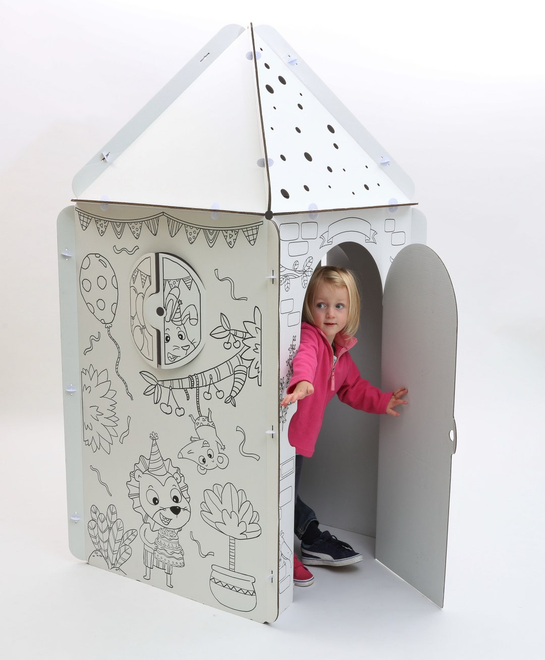 Cardboard Cabin Illustrated Tetragon With Roof - Etsy