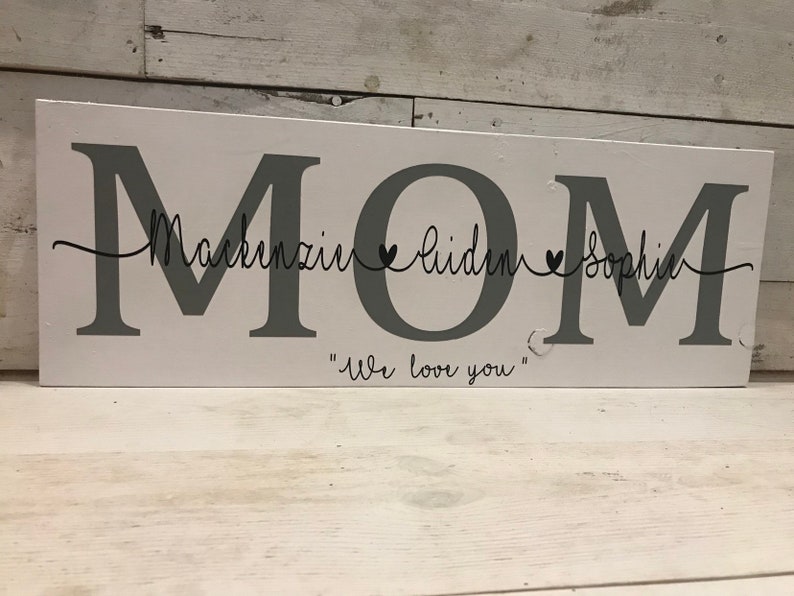 Mom Sign L Mothers Day Gift L Wooden Mom Sign L Mom and Kids L | Etsy