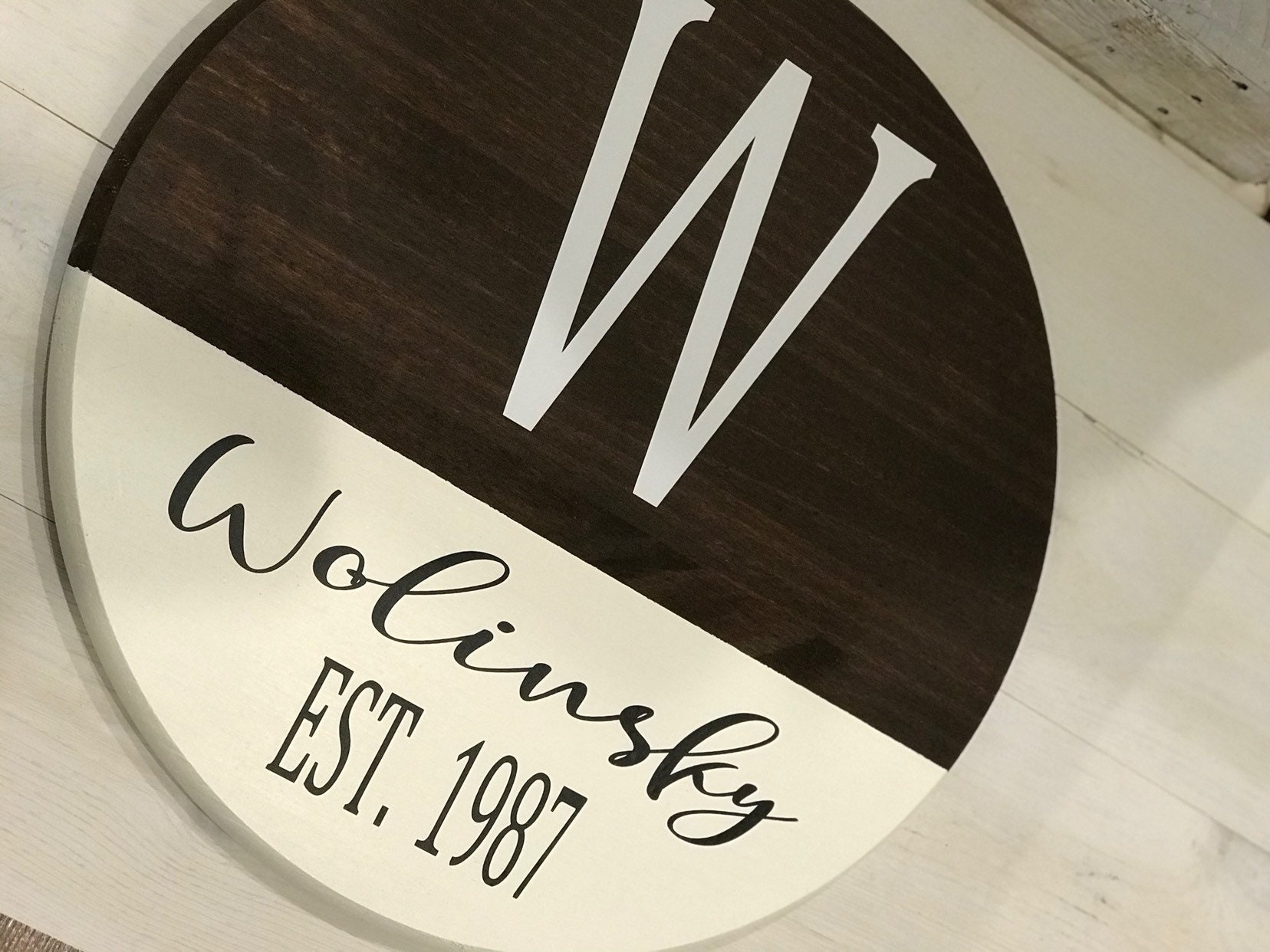 Round Family Established Sign l Family Welcome Sign l Monogram | Etsy