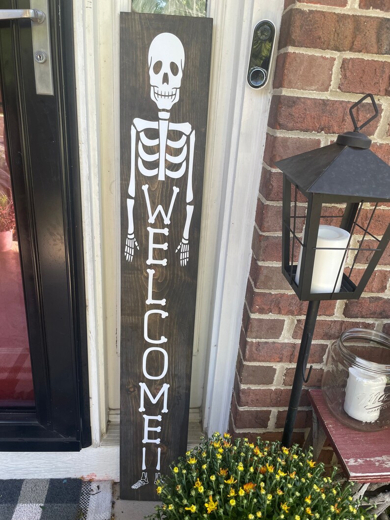 Skeleton Welcome Sign Skeleton Porch Sign Skeleton Halloween - Etsy