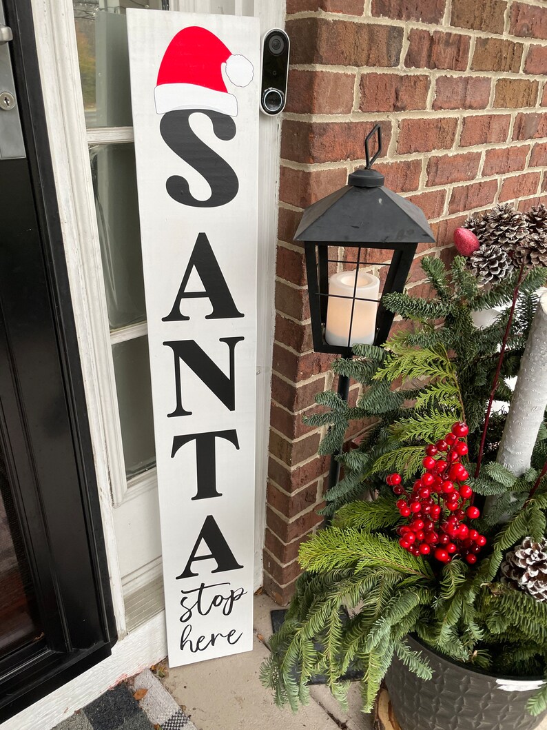 SANTA Stop Here Welcome Sign SANTA Stop Here Holiday Sign - Etsy
