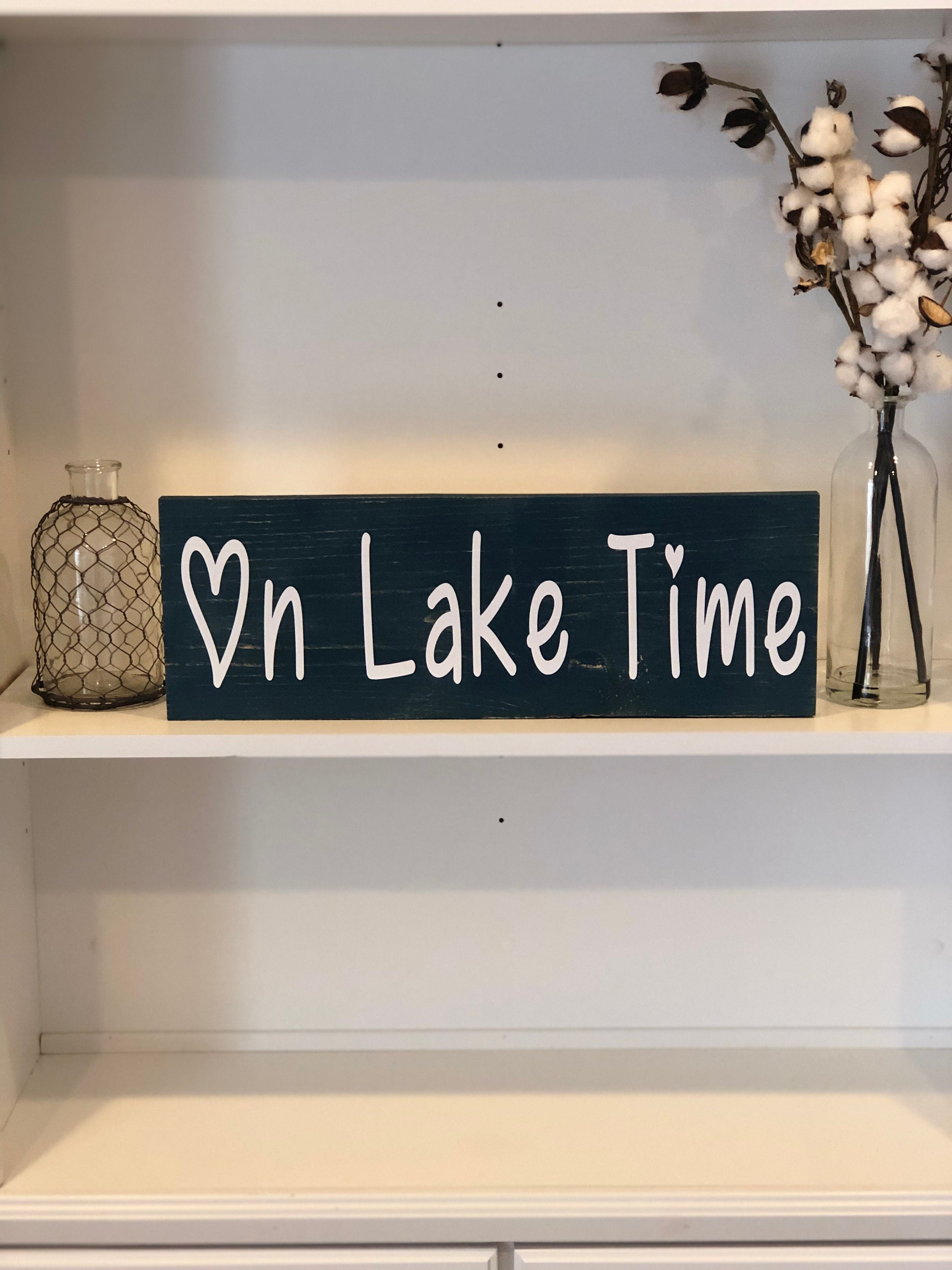 On Lake Time l Lake Sign l Lake House Decor l Lake House Sign | Etsy