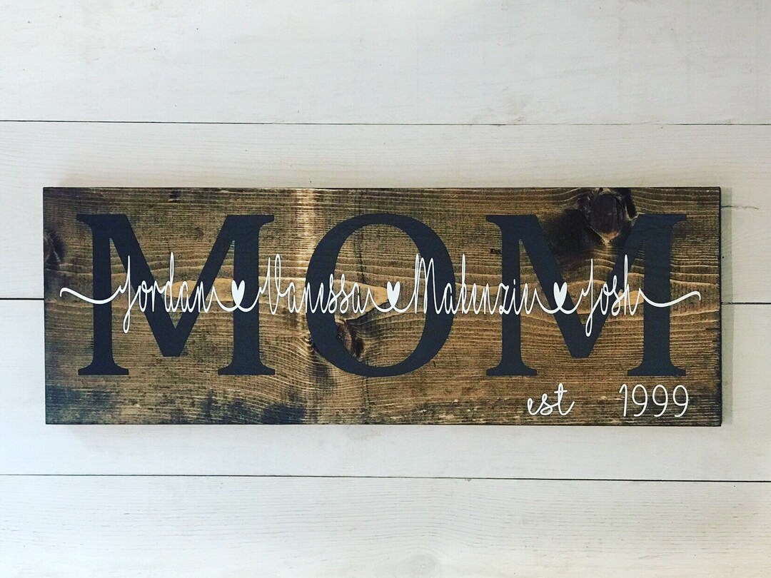 Mom Sign L Mothers Day Gift L Wooden Mom Sign L Mom and Kids L Gift for ...