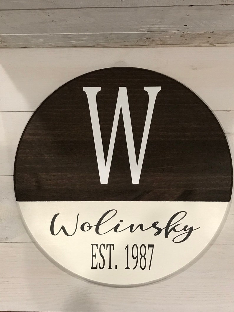 Round Family Established Sign L Family Welcome Sign L Monogram - Etsy