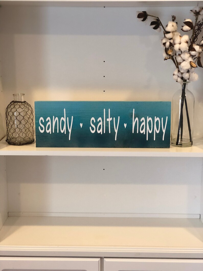 Beach Signs Sandy Salty Happy l Beach House Signs l Vacation | Etsy
