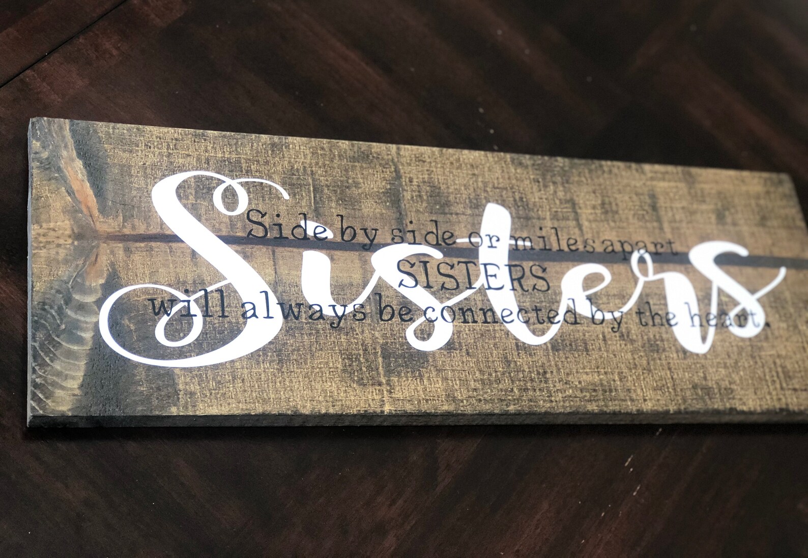 Gift for Sister | Siblings Gift | Sisters Wooden Sign L Connected by ...