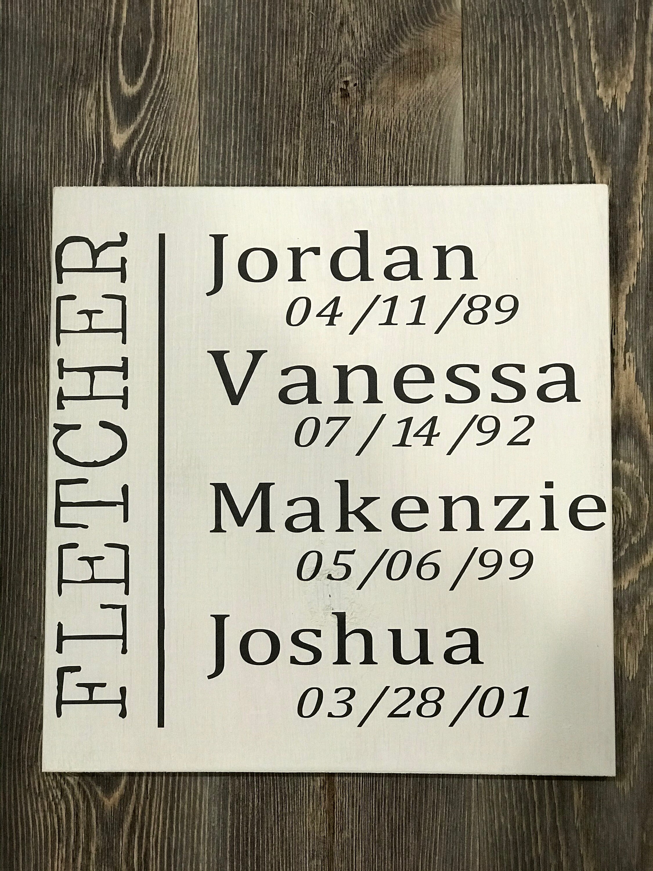 Personalized Birthdates Sign l Important Dates Sign l | Etsy