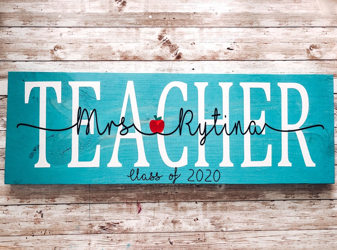 Teacher Sign L Classroom Teacher Wood Name Sign L Wood Educator Sign L ...