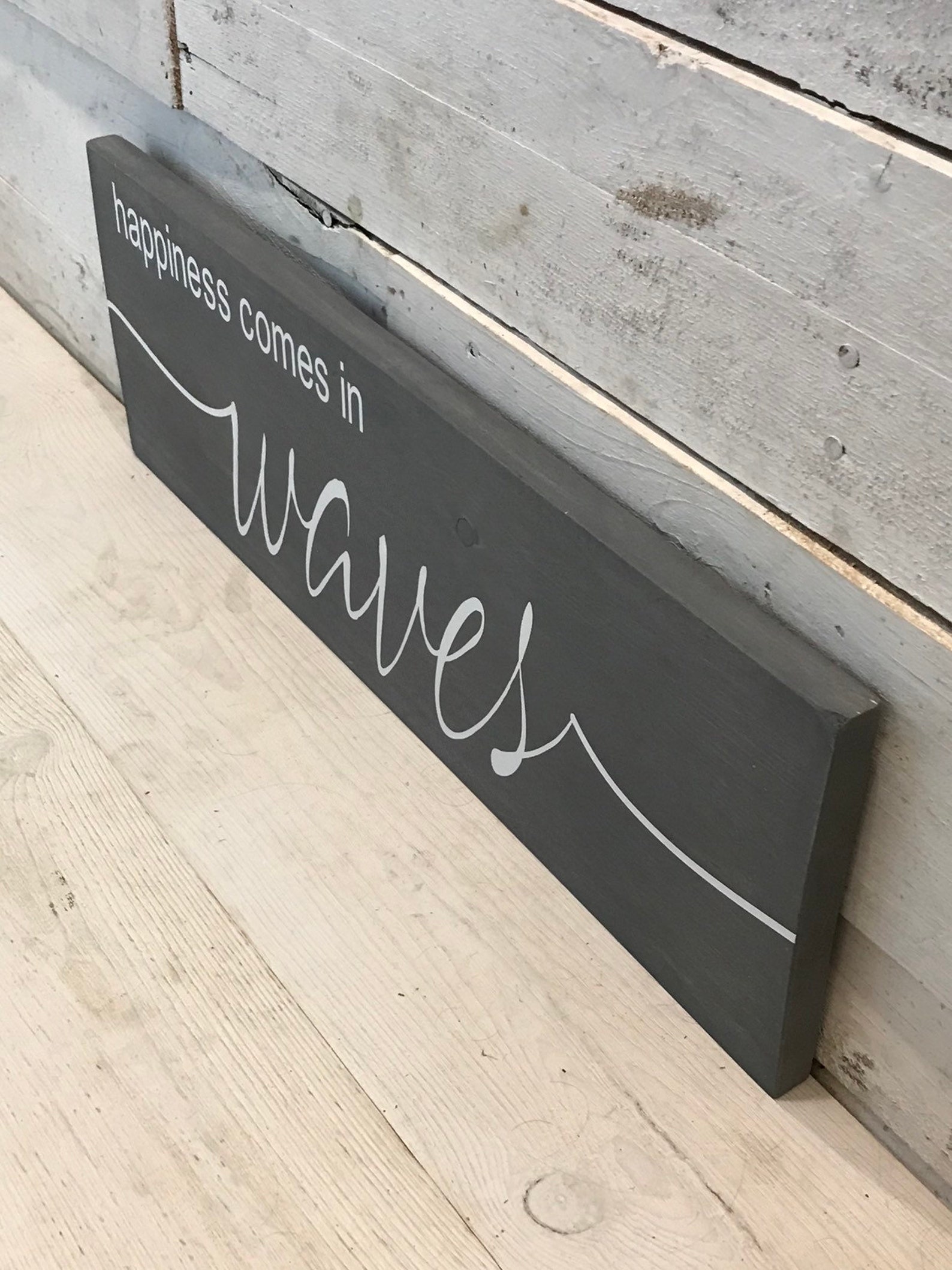 Happiness Comes in Waves Sign L Beach Sign L Beach Decor L Cottage Sign ...