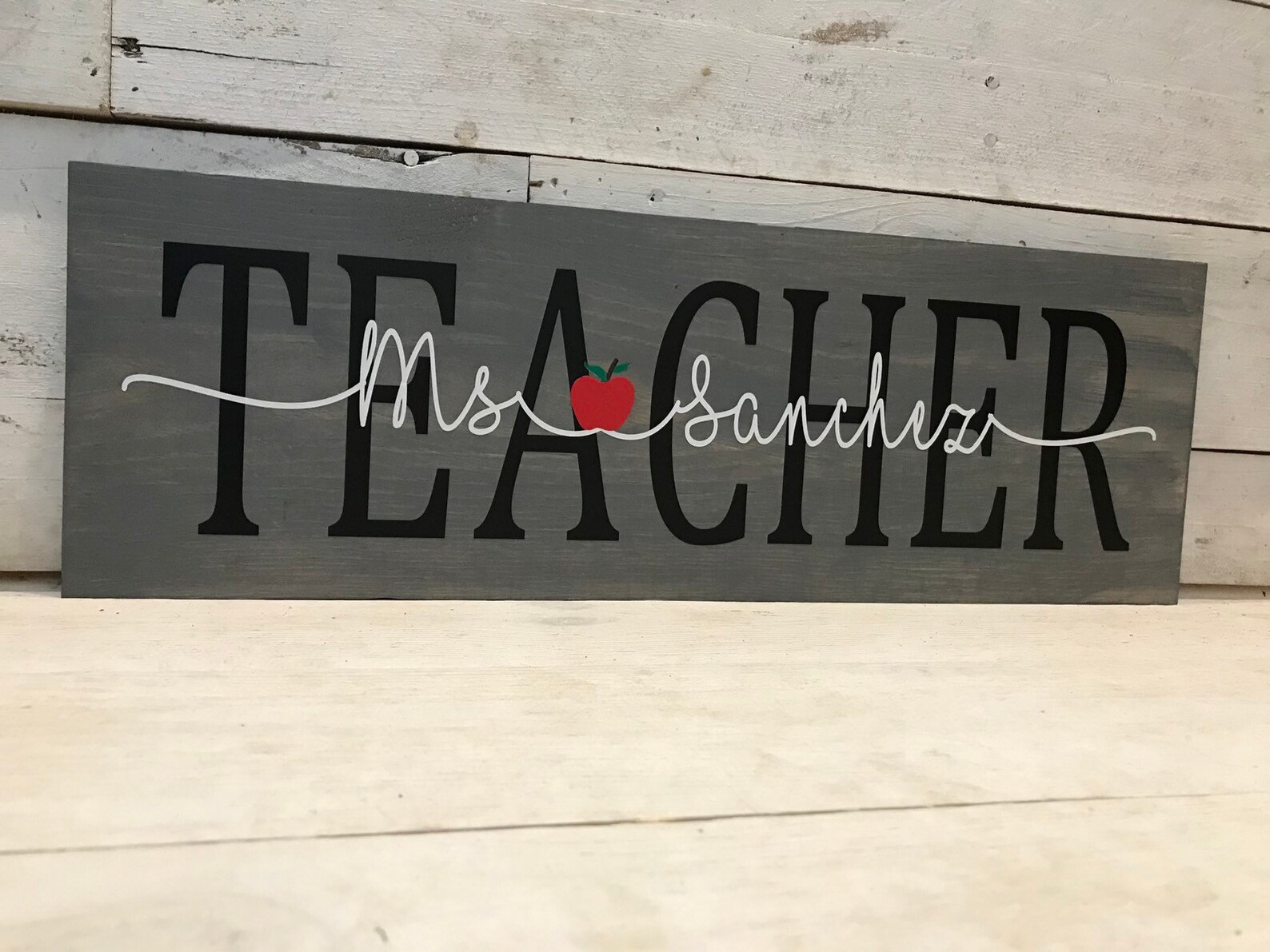 Teacher Sign L Classroom Teacher Gift Name Sign L End of - Etsy