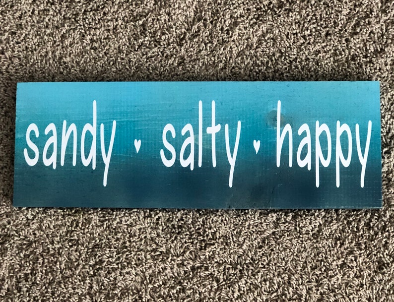 Beach Signs Sandy Salty Happy l Beach House Signs l Vacation | Etsy