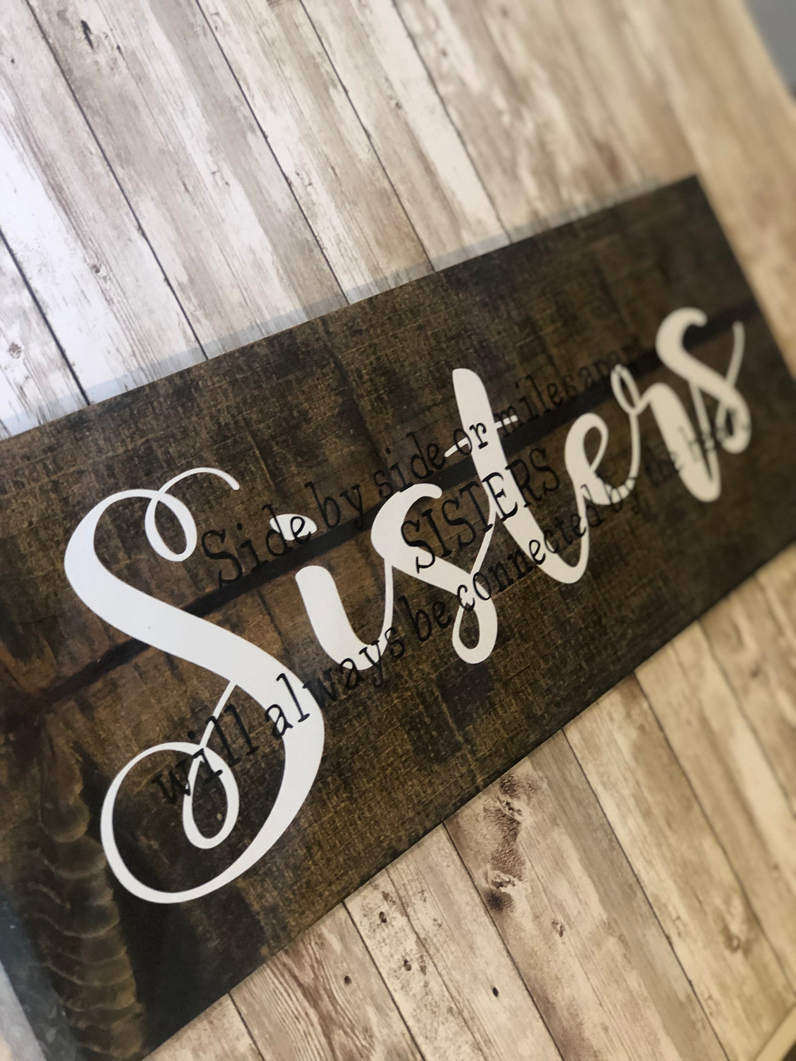 Gift for Sister | Siblings Gift | Sisters Wooden Sign L Connected by ...