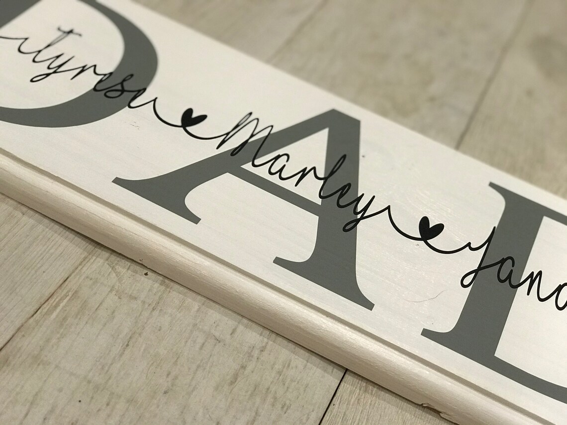 Fathers Day Gift Dad Sign Wooden Dad Sign Dad and Kids - Etsy