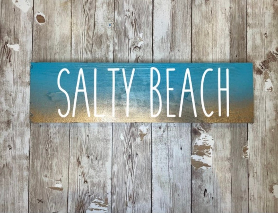 Salty Beach | Wood Beach Signs | Beach House Decor | Salty Beach Signs ...