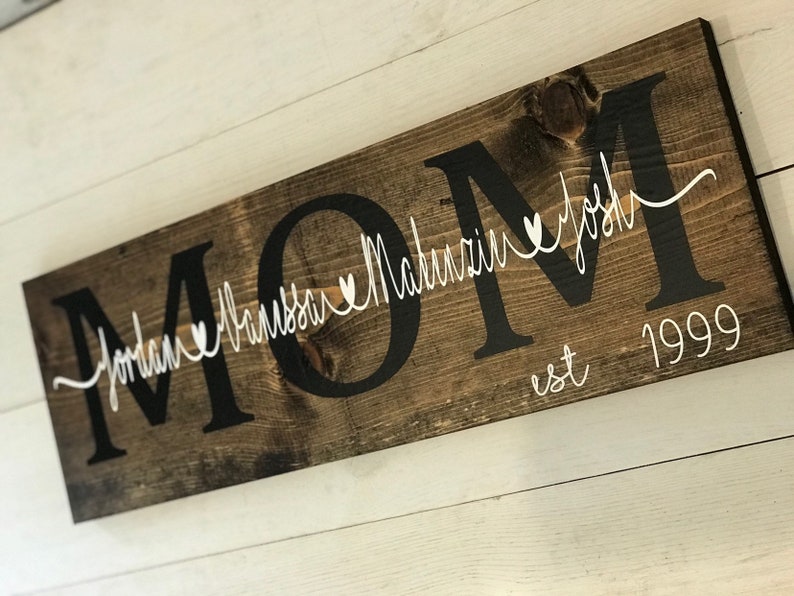 Mom Sign L Mothers Day Gift L Wooden Mom Sign L Mom and Kids L - Etsy