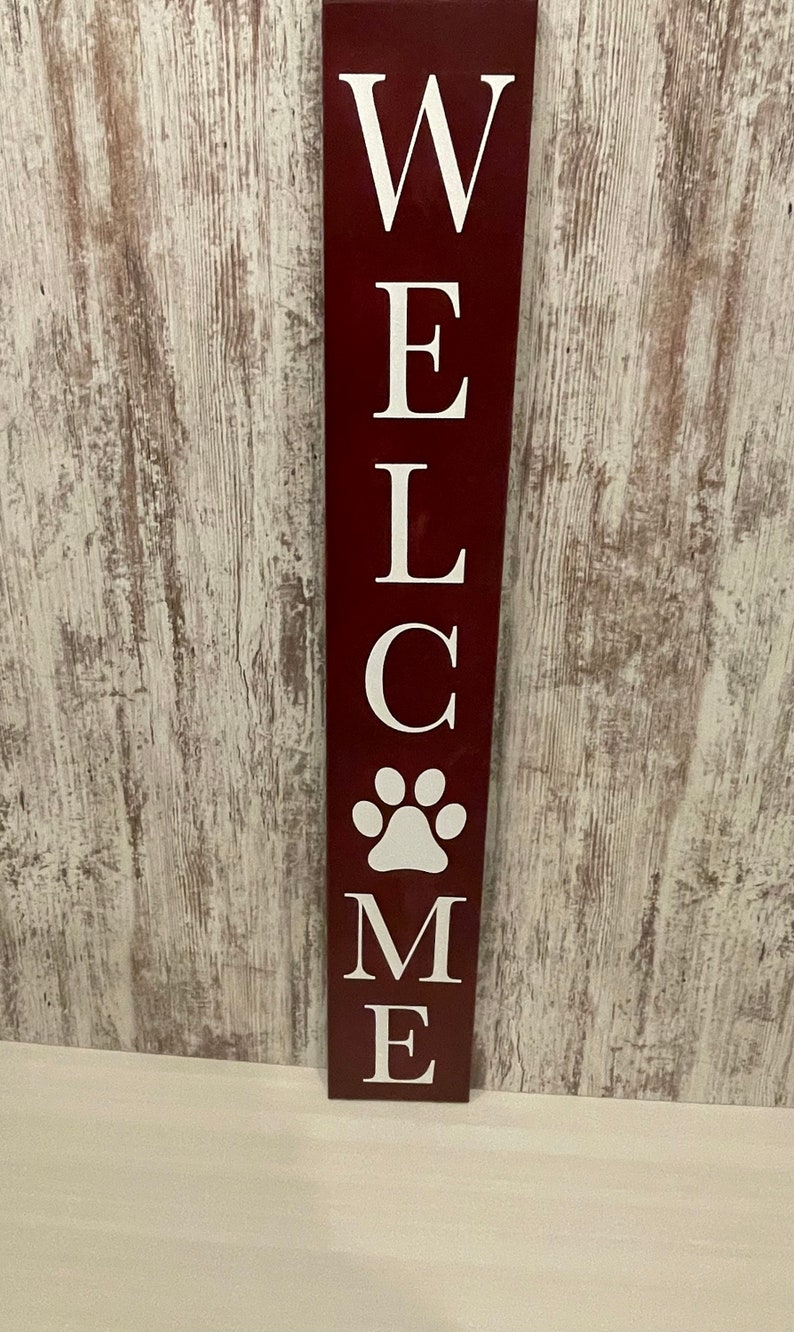Welcome Sign | Dog Paw Sign | Dog Mom Sign | Porch Sign | Welcome Sign ...
