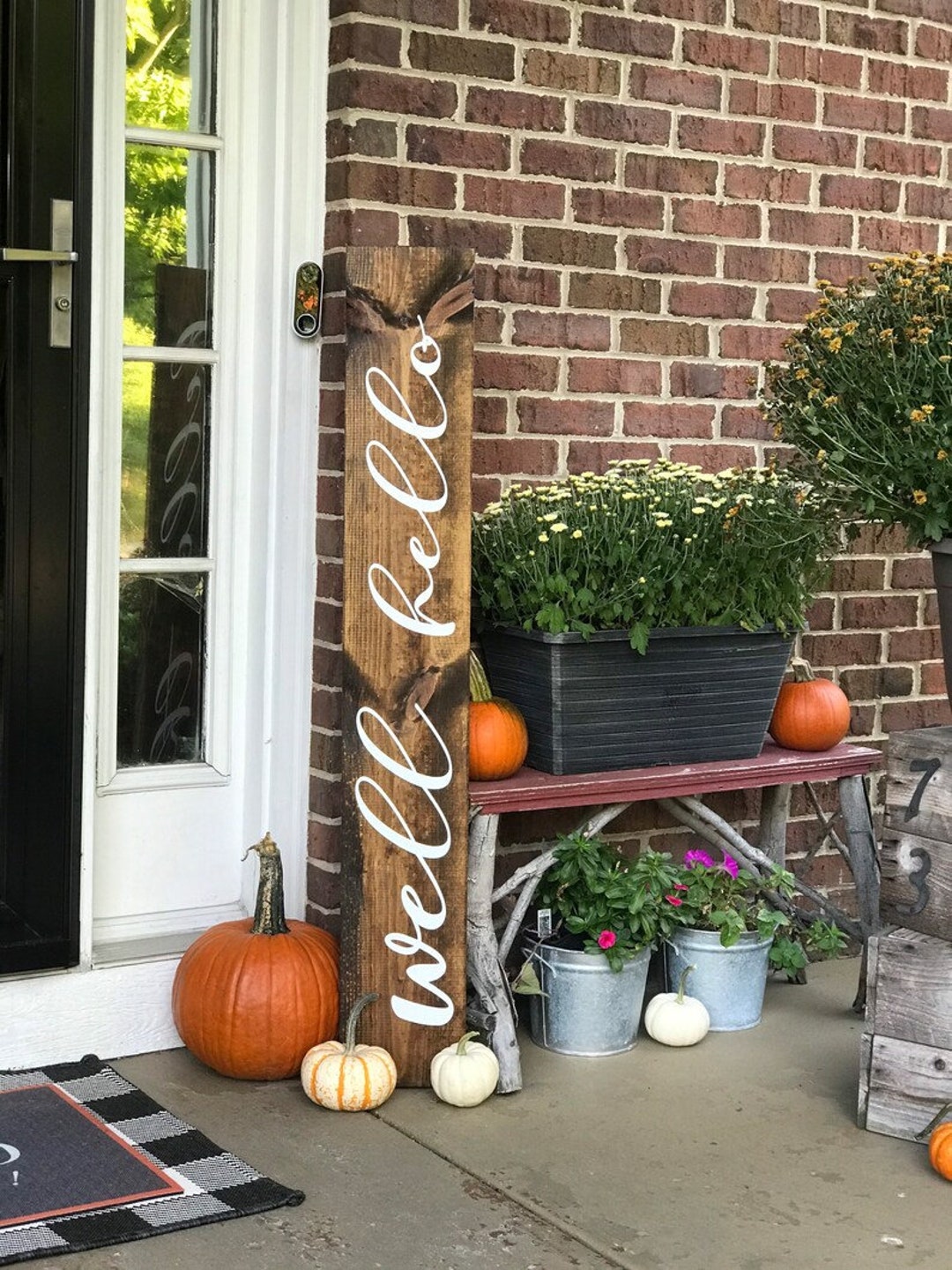 Well Hello, Welcome Sign, Front Door Welcome Sign, Wood Welcome Sign ...