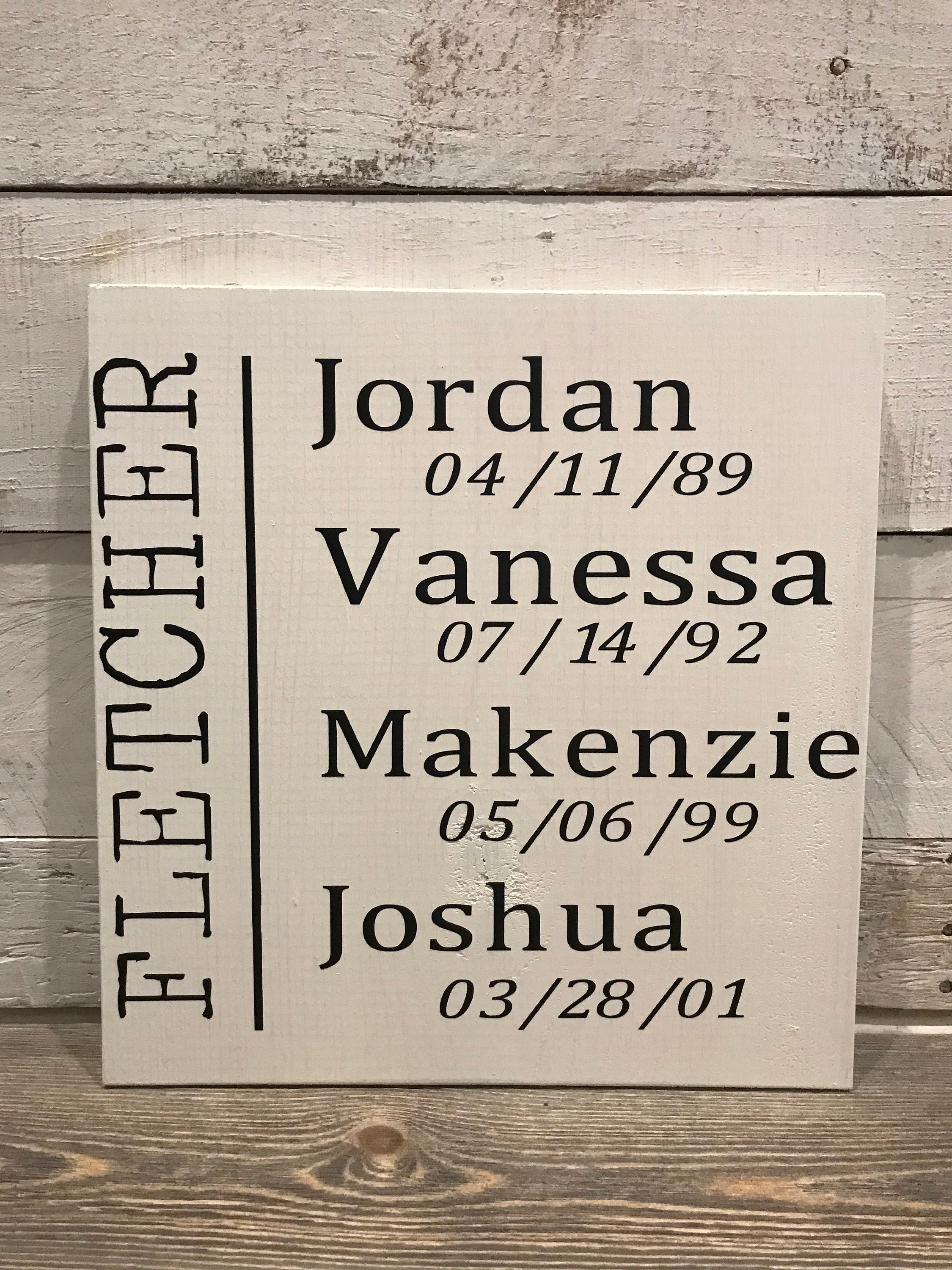 Personalized Birthdates Sign l Important Dates Sign l | Etsy