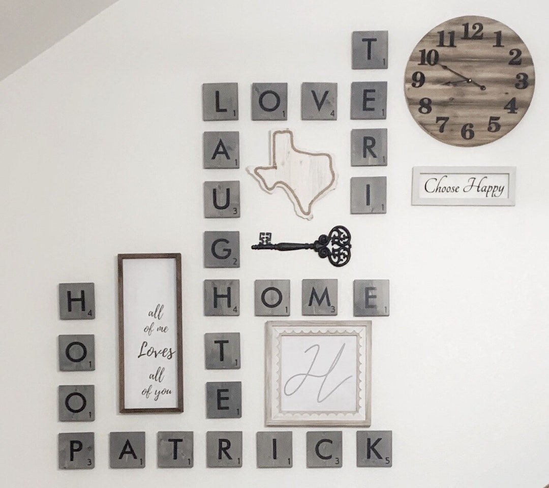 Large Scrabble Tiles L 3.5" Scrabble Letters L Scrabble Tile Wall Art L ...