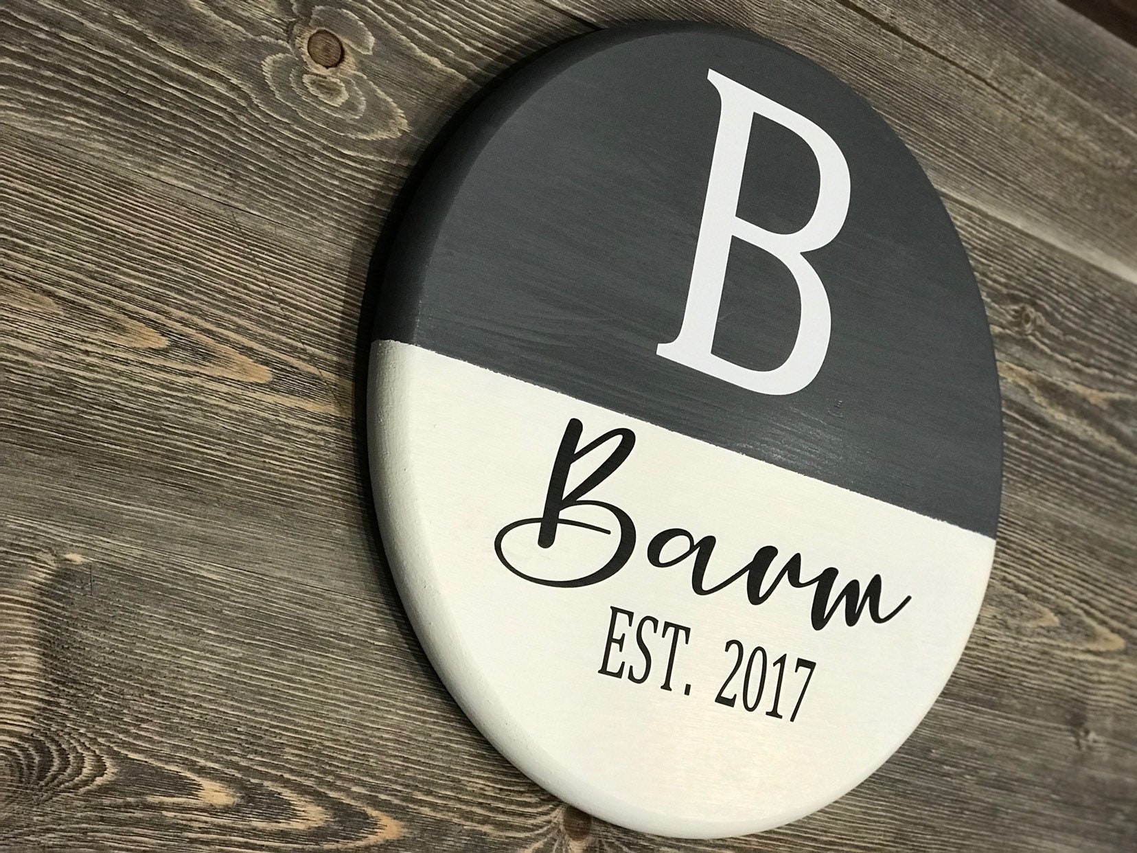 Round Family Established Sign l Family Welcome Sign l Monogram | Etsy