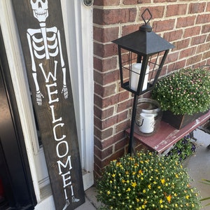 Skeleton Welcome Sign| Skeleton Porch Sign| Skeleton Halloween Sign ...