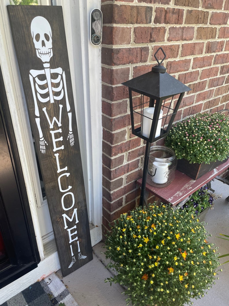 Skeleton Welcome Sign Skeleton Porch Sign Skeleton Halloween - Etsy