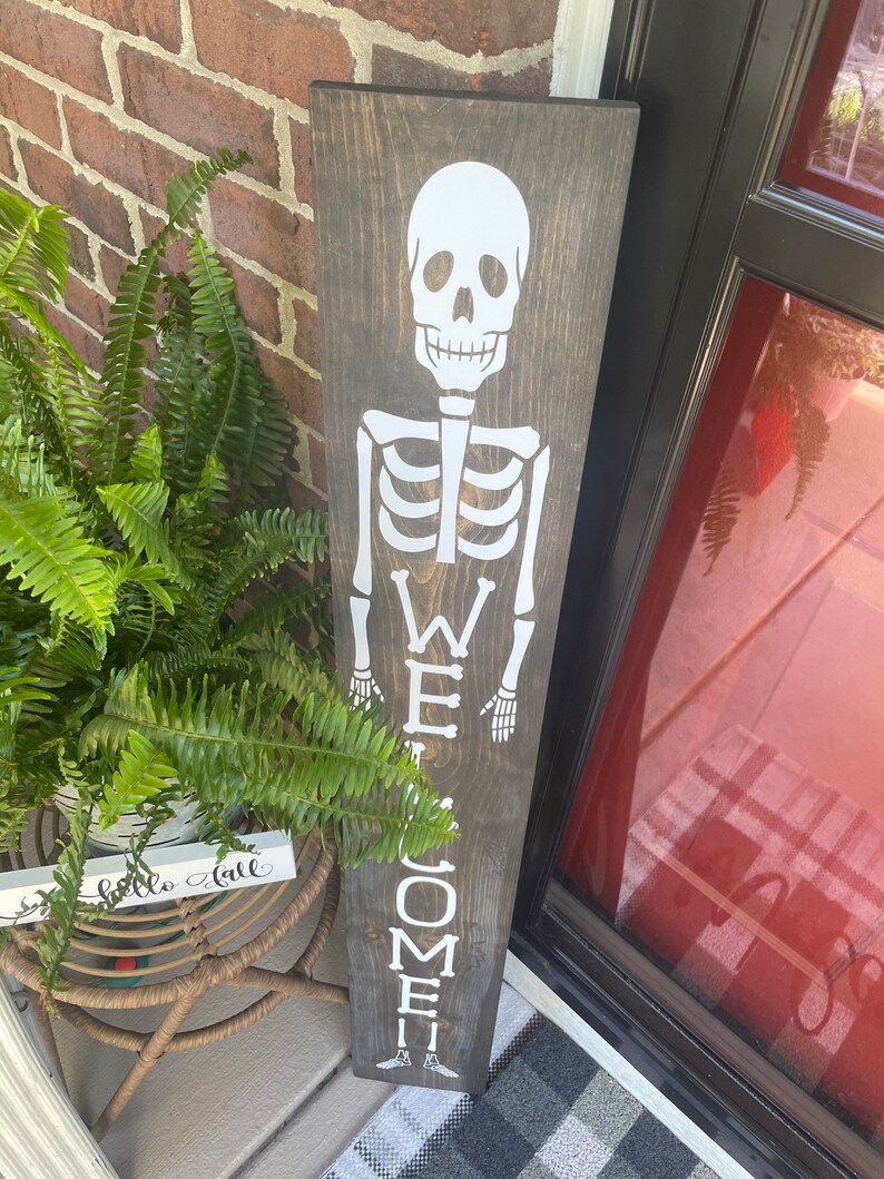 Skeleton Welcome Sign Skeleton Porch Sign Skeleton Halloween - Etsy