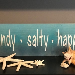 Beach Signs | Sandy Salty Happy L Beach House Signs L Vacation Home ...
