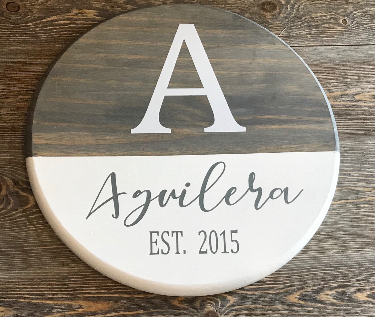 Round Monogram Sign L Established Sign L Personalized Bridal - Etsy